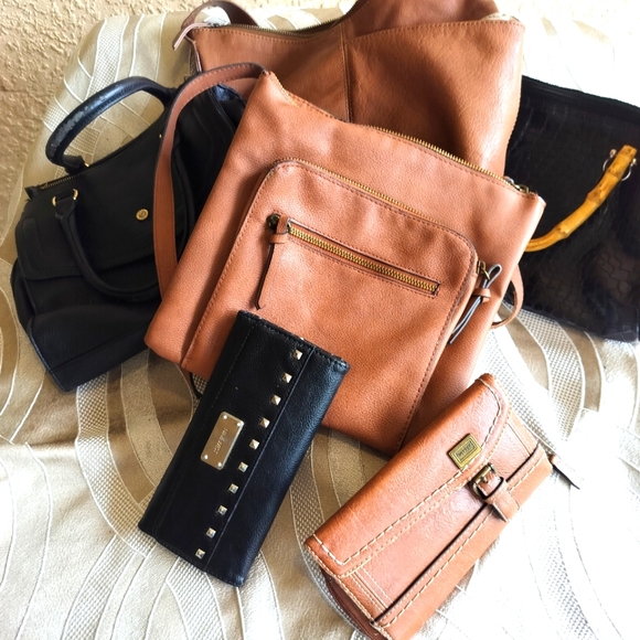 assorted | Bags | Tanblack Leather Bags And Wallets Bundle | Poshmark
